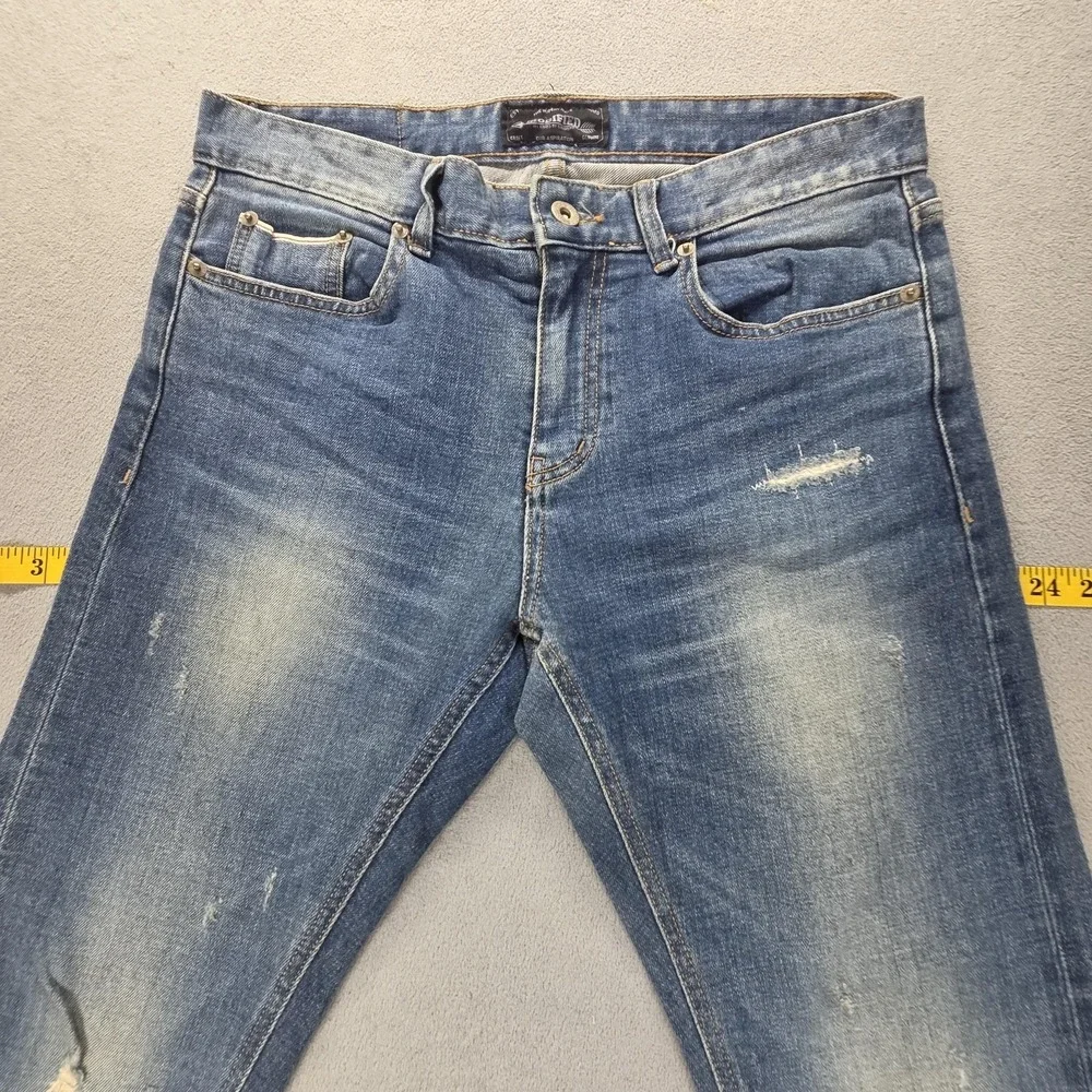 Modified | Jeans | Modified Jeans Mens Blue Selvedge Thrashed Whiskers ...